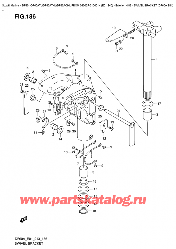 Suzuki DF60 ATL / ATS FROM 06002F-310001~ (E01) / 186 - Поворотный ...