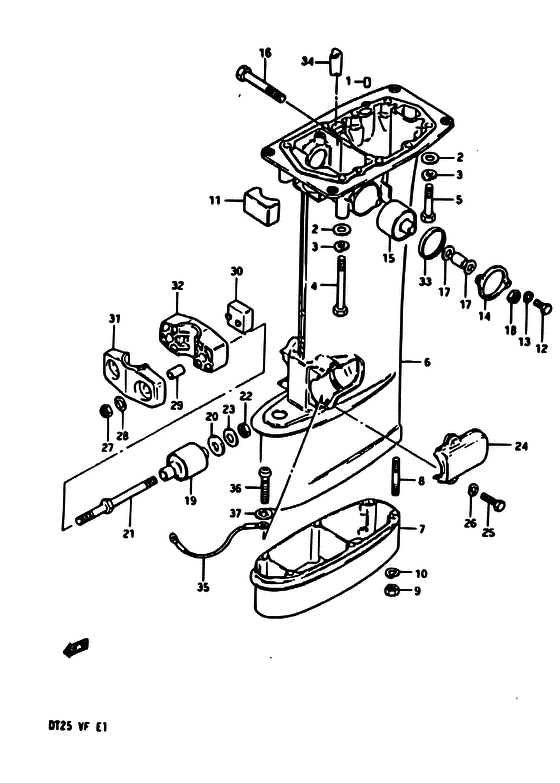 Suzuki DT25 VE/DT25R VE / Корпус вала передачи